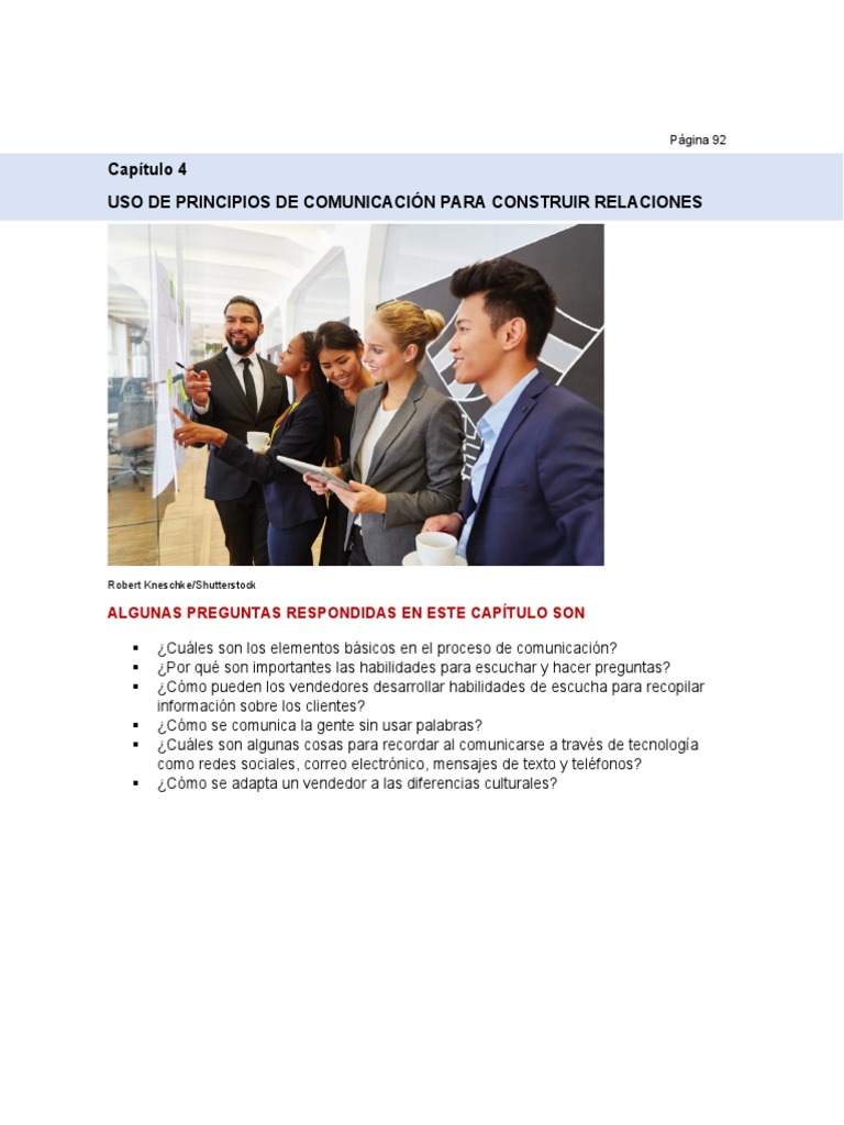 Capitulo 4 - Principios de Comunicación en Ventas | PDF | Comunicación | Comunicación no verbal