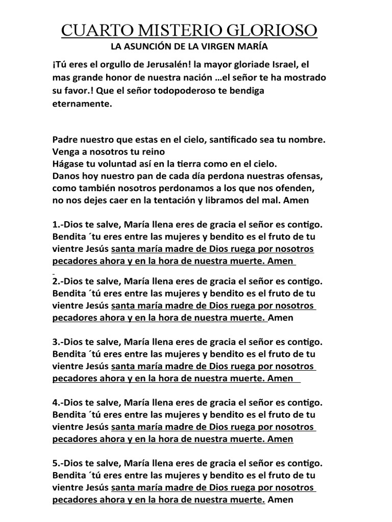 Asunción de la Virgen María: Oraciones y Peticiones | PDF