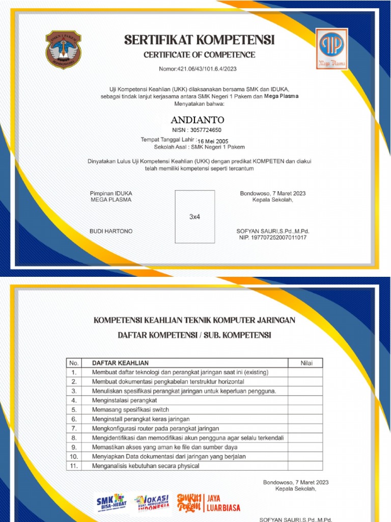 Sertifikat UKK 2022-2023 | PDF