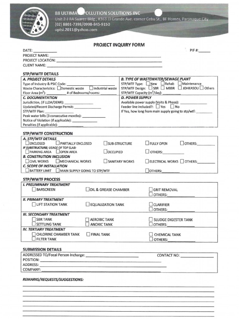 Project Inquiry Form PDF | PDF