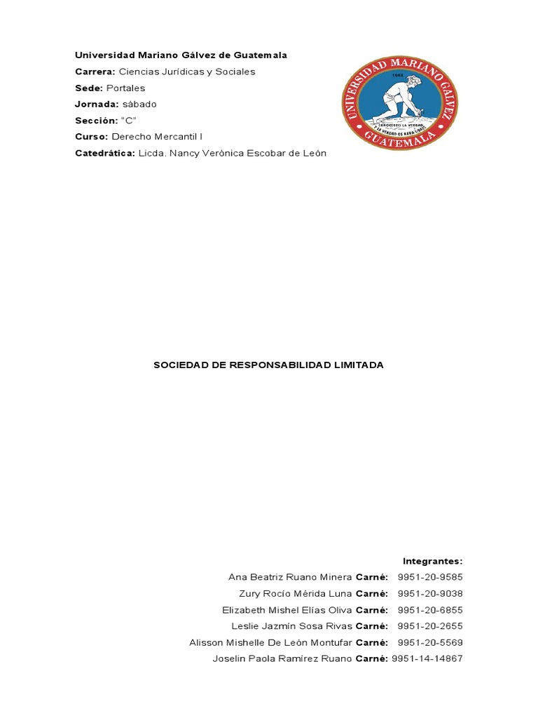 Trabajo de Sociedad de Responsabilidad Limitada | PDF | Guatemala
