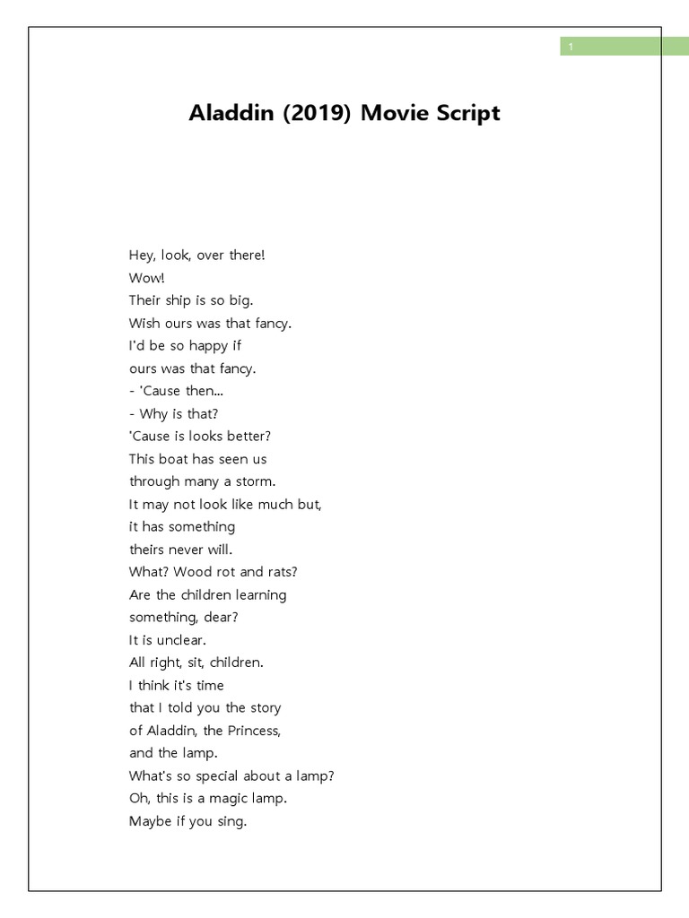 Aladdin (2019) Movie Script 일부 PDF | PDF
