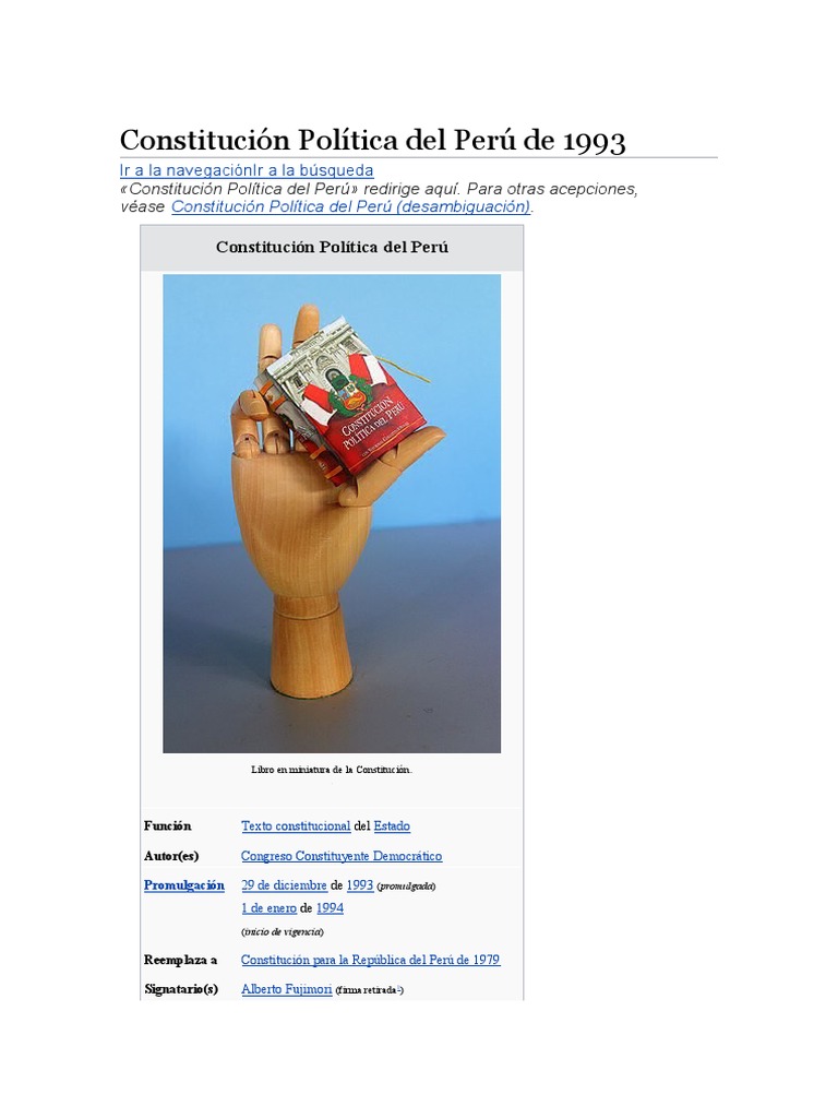 Constitución Política Del Perú De 1993 Descargar Gratis Pdf