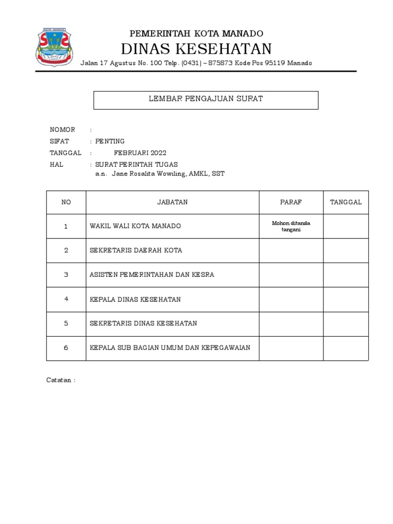 Contoh Posisi Paraf Surat Dinas | PDF