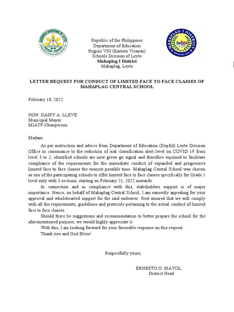 Letter Request For F To F Classes | PDF