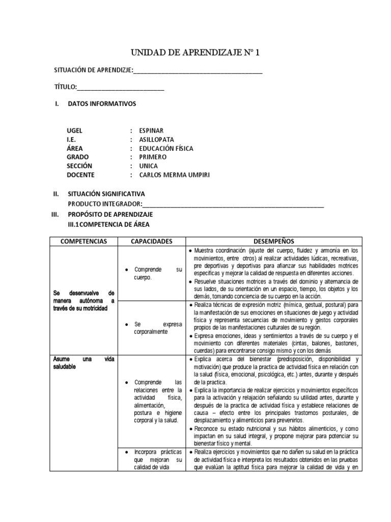 Unidad de Aprendizaje #1 | PDF | Enseñando | Entorno natural