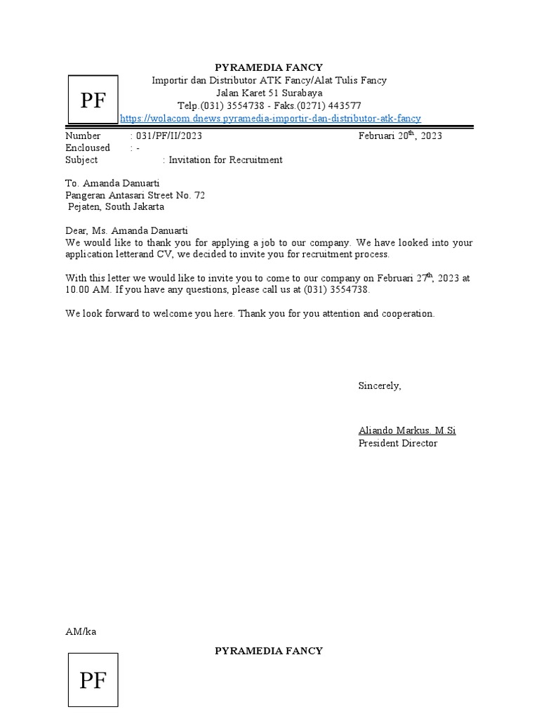 PYRAMEDIA FANCY Surat Indo Inggris | PDF