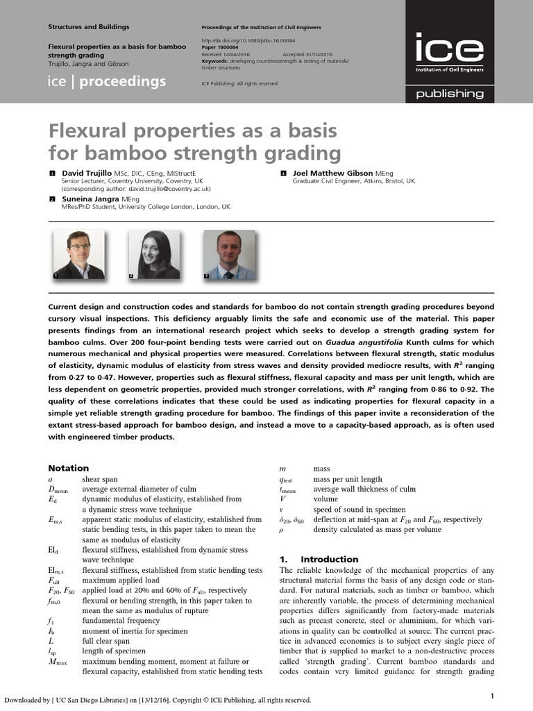 Flexural Properties As A Basis For Bamboo Strength Grading | PDF ...