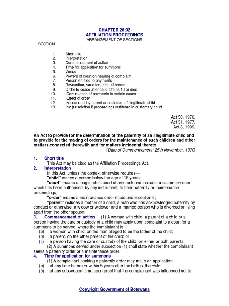 Affiliation Proceedings Act Overview | PDF | Child Custody | Copyright