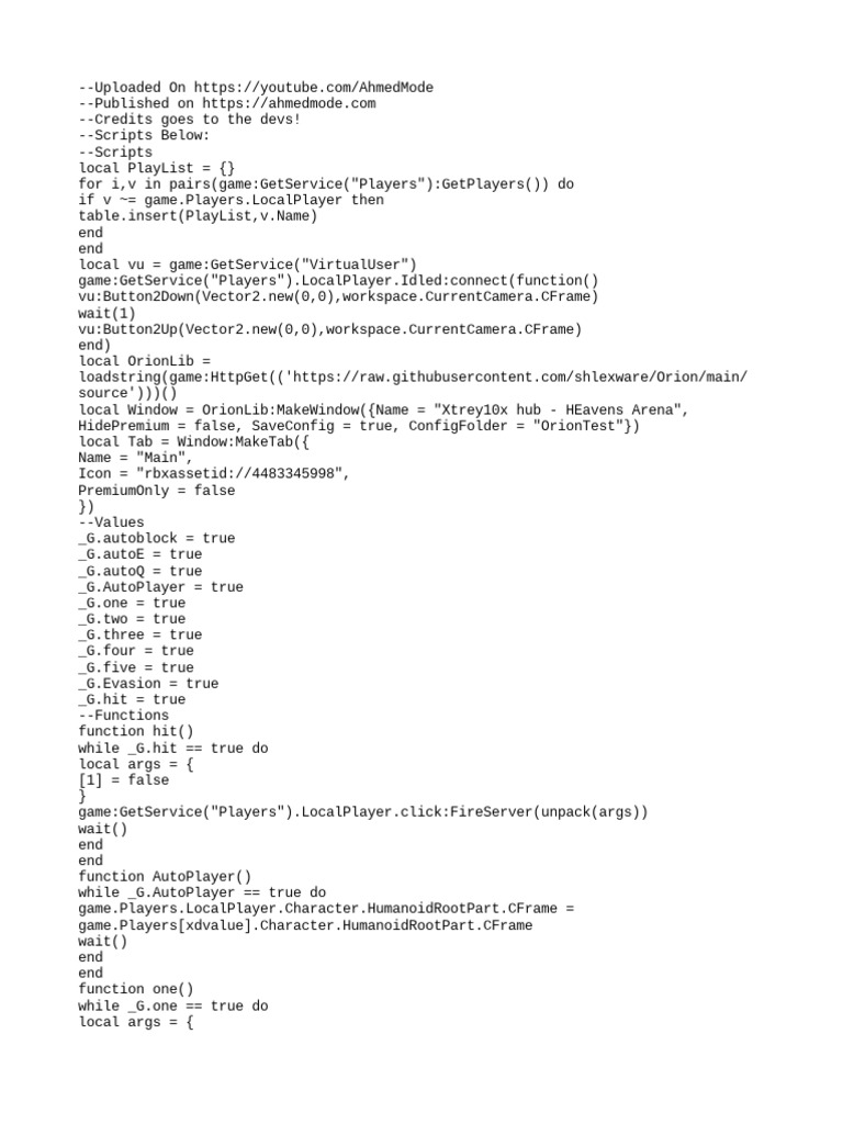 Heaven's Arena Auto Farming Script with Combat Functions | PDF ...