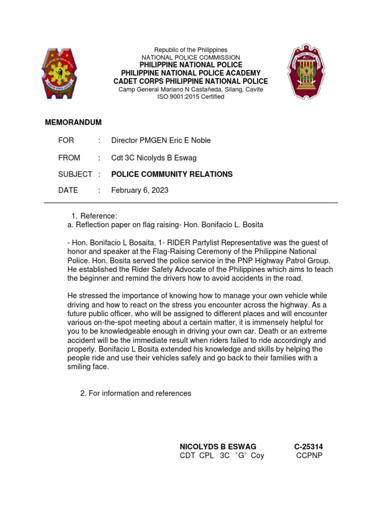 Police Community Relations Memo | PDF | Business | Social Science