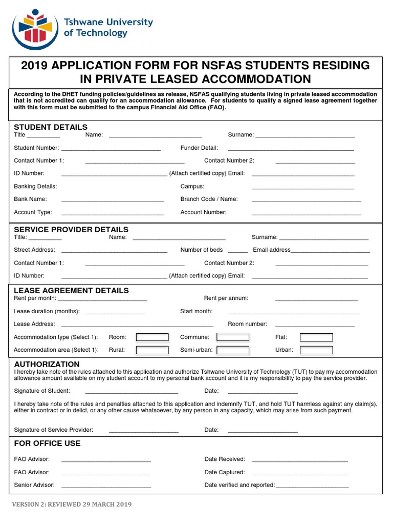 NSFAS-Leased-applicationForm 2 | PDF | Lease | Justice