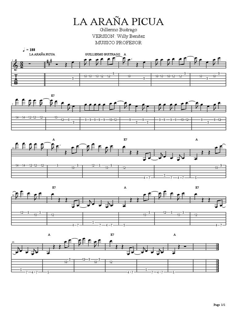 LA ARAÑA PICUA Punteo Tablatura Partitura | PDF