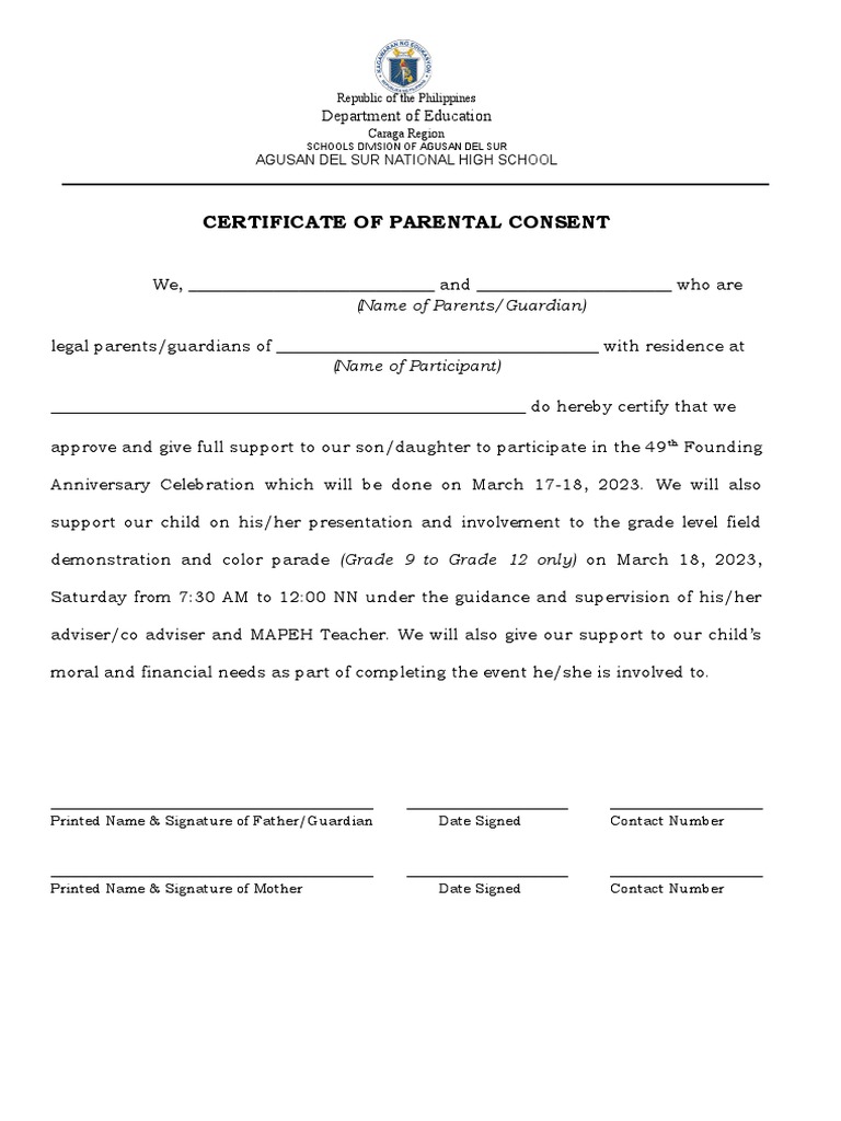 Parental Consent Color Parade and Field Demo | PDF