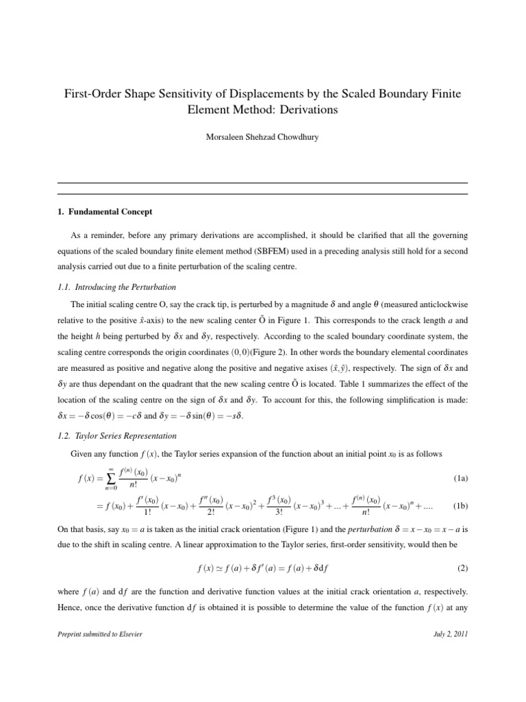 First-Order Shape Sensitivity of Displacements by The Scaled Boundary Finite Element Method ...