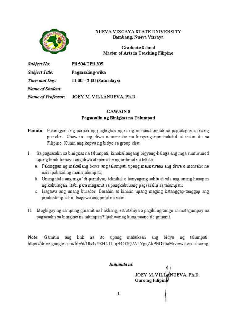 Gawain 8 Pagsasalin NG Binigkas Na Talumpati | PDF