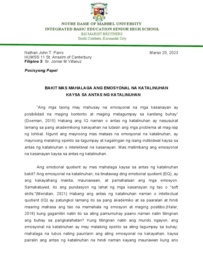 Position Paper Fil 3 | PDF