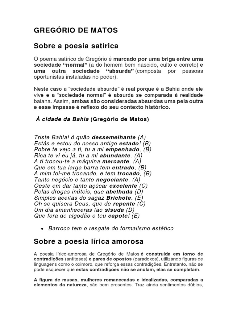 Poesia de Gregório de Matos | PDF | Amor | Salvação