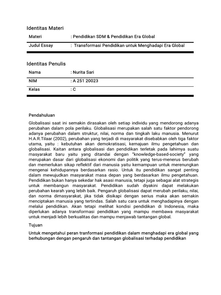 Nurita - Esai Filsafat Pendidikan 2 | PDF