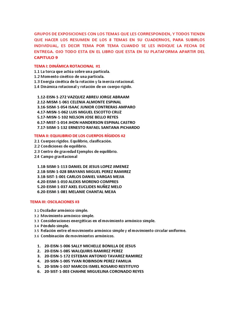 Grupos de Exposiciones 507 | PDF | Termodinámica | Cantidad