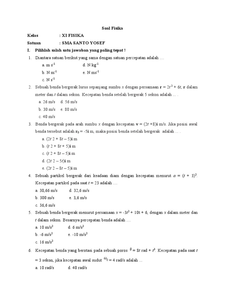 Soal Fisika KELAS XI GLB, GLBB, G. MELINGKAR DAN G.PARABOLA | PDF