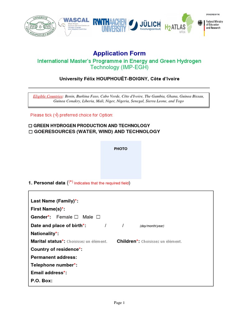 Application Form - IMP EGH - WASCAL Cote Divoire 2023 - Rev 3 | PDF ...