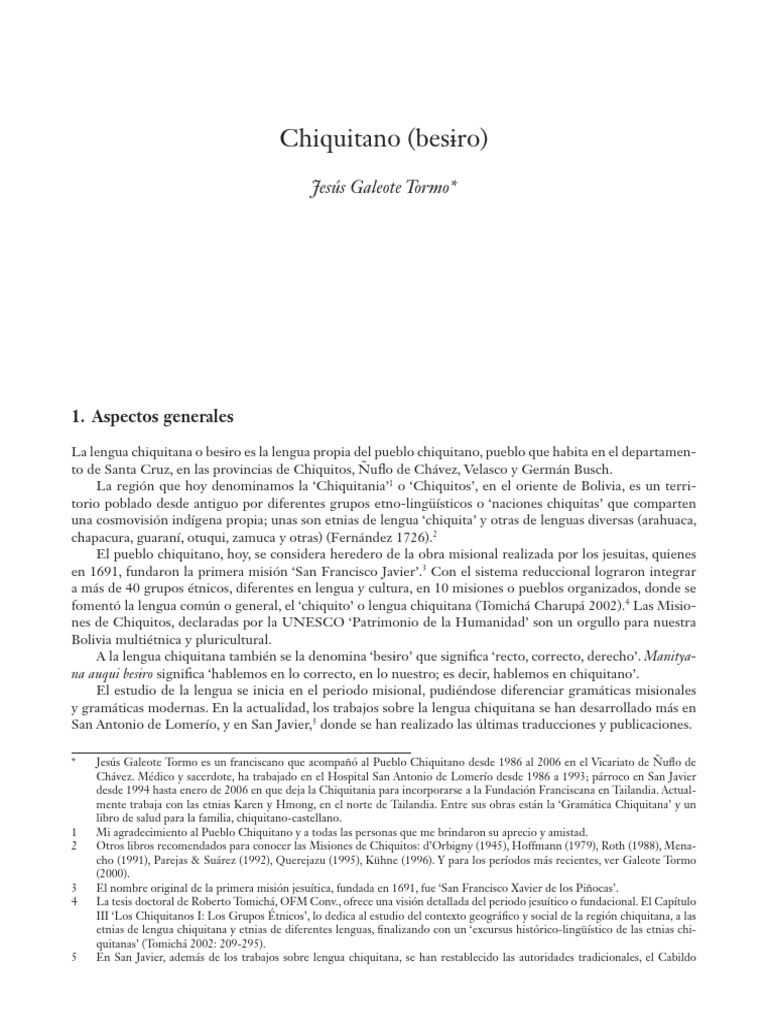 Chiquitano Crevels Muysken Lenguas de Bolivia III 2014-12 PDF | PDF ...