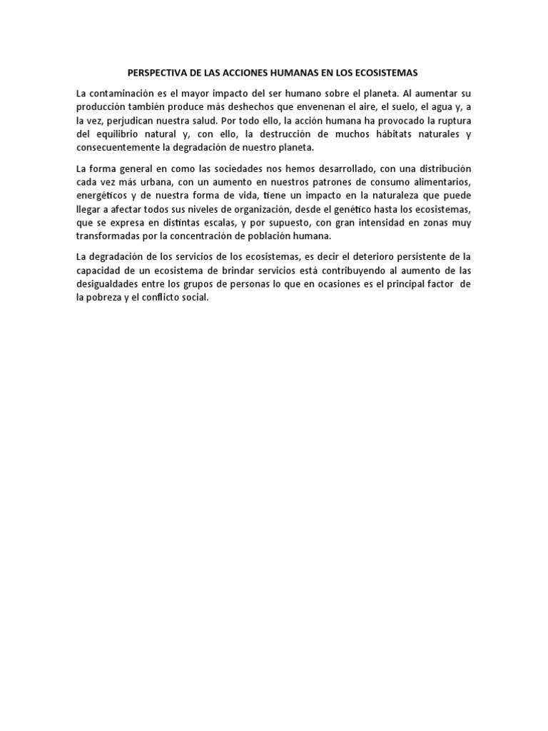 Impacto Humano en los Ecosistemas | PDF
