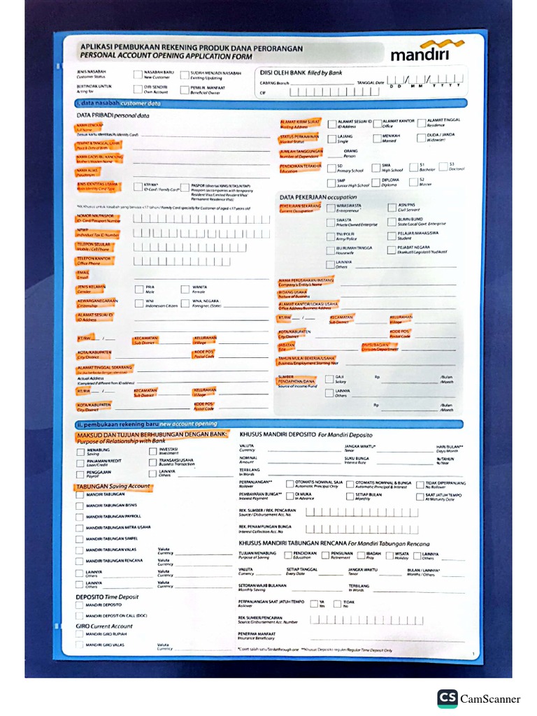Panduan isi Form Mandiri (1) | PDF