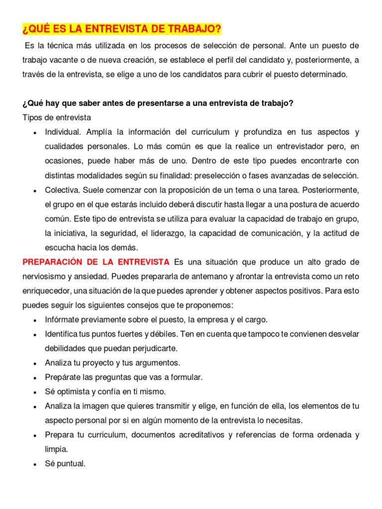Guía Completa para Entrevistas de Trabajo | PDF | Entrevista de trabajo