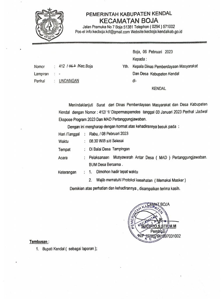 Undangan Musyawarah Antar Desa (MAD) Pertanggungjawaban BUM Desa ...