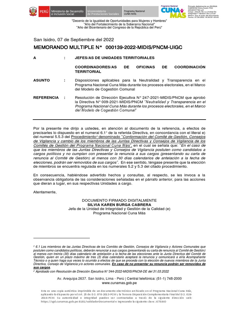 Memorando Multiple-000139-2022-Uigc | PDF | Gobierno