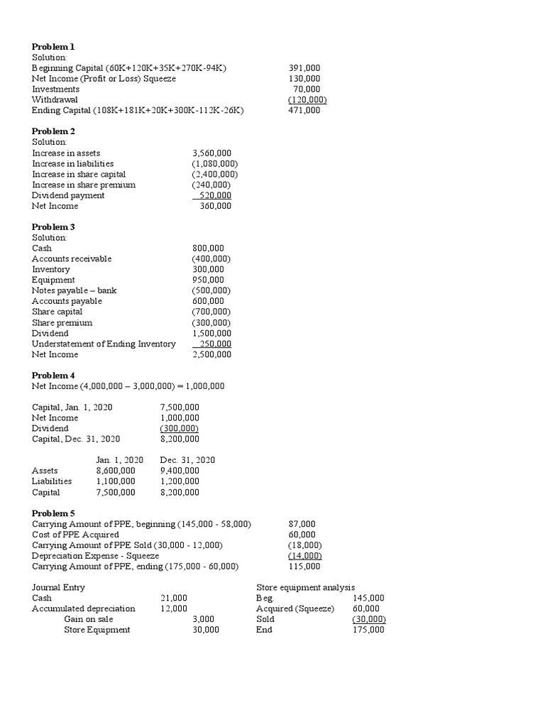 Single Entry - Exercises - Solution | PDF