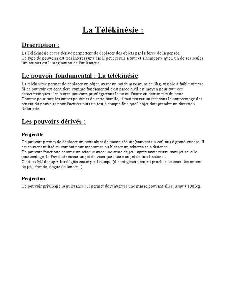 Introduction à la Télékinésie | PDF