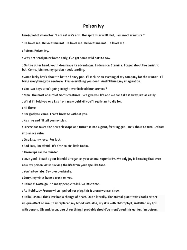 Poison Ivy - Script | PDF