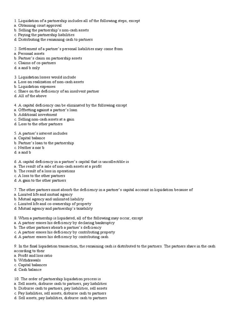 Partnership Liquidation Guide | PDF | Partnership | Financial Accounting