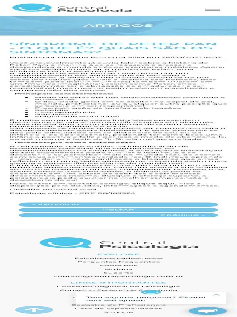 Síndrome de Peter Pan: Entenda e Trate | PDF | Psicologia | Psicoterapia