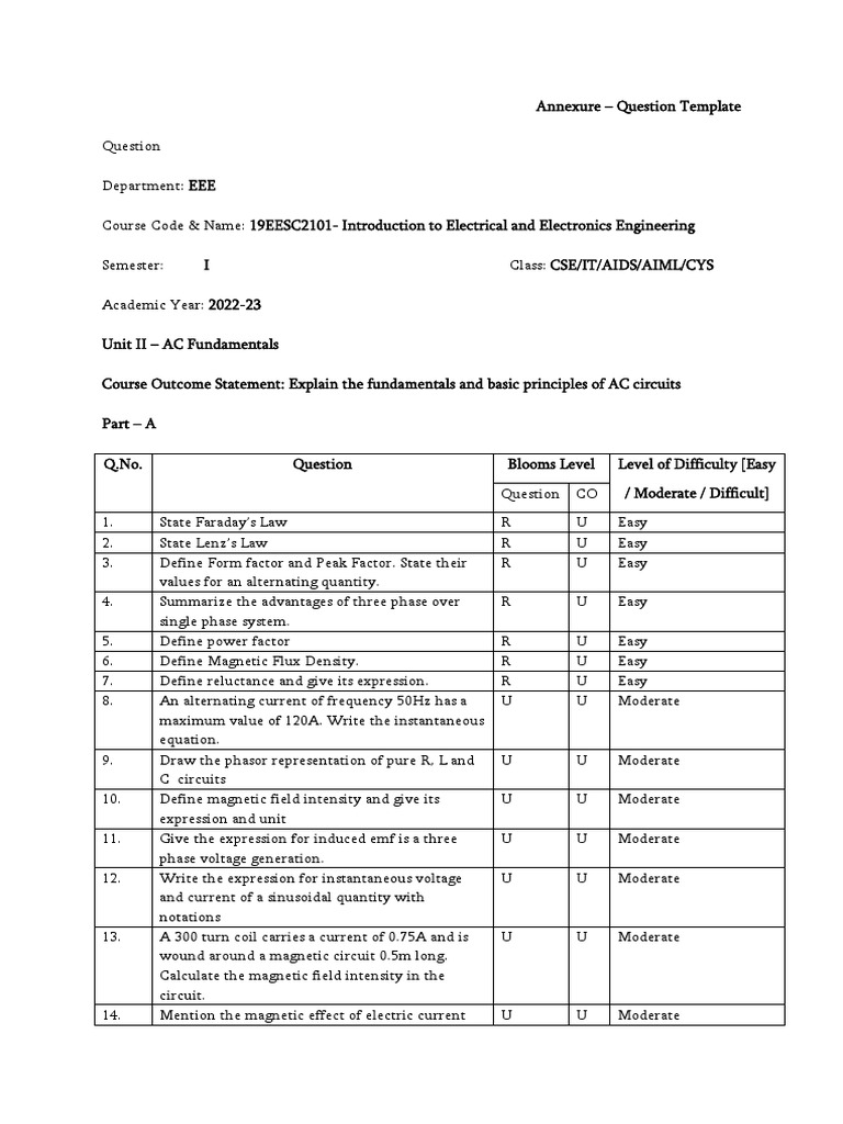 IEEE Unit 2 QB | PDF | Inductor | Electrical Network