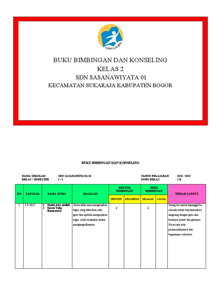 Dokumen Program Dan Laporan Layanan BK | PDF