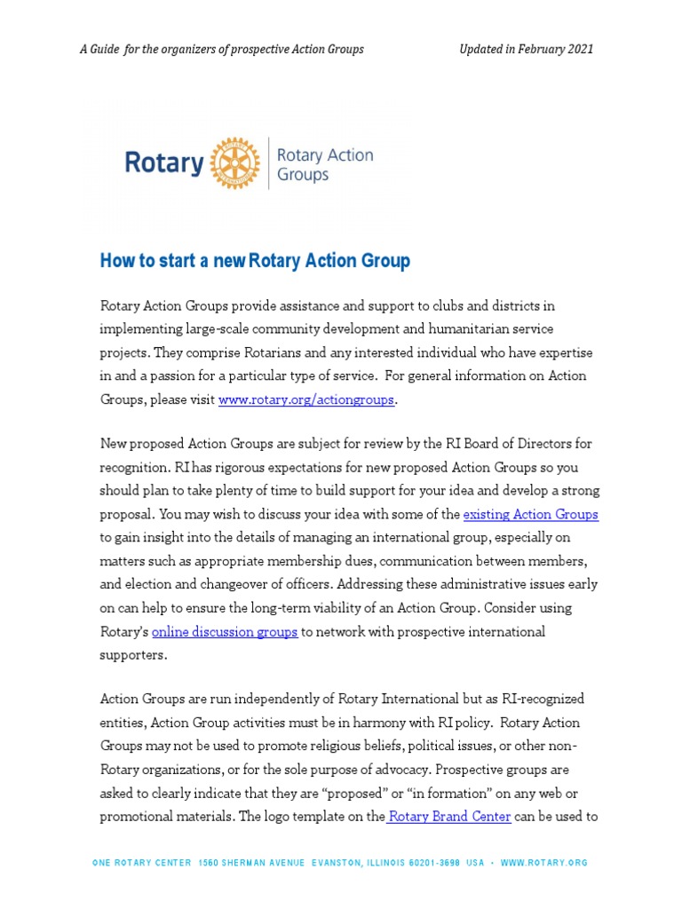 Starting a Rotary Action Group Guide | PDF | Business