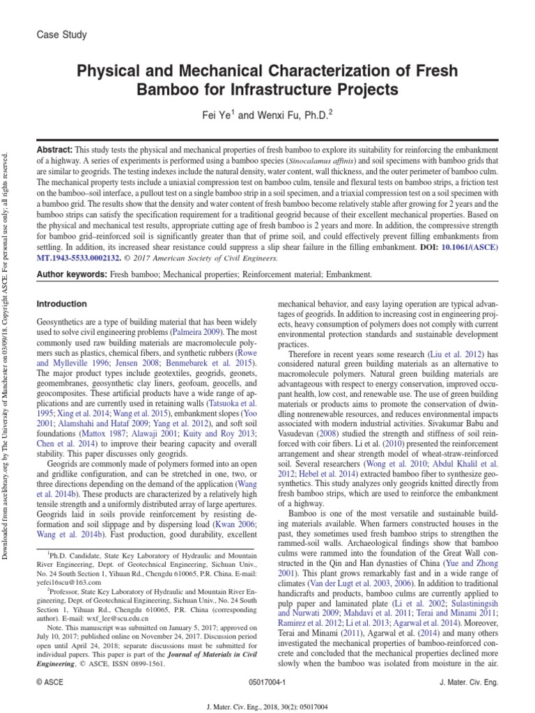 Physical and Mechanical Characterization of Fresh Bamboo For ...