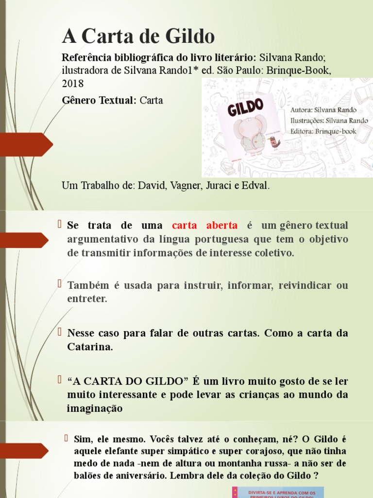 Atividades sobre "A Carta de Gildo" | PDF | Amizade | Livros