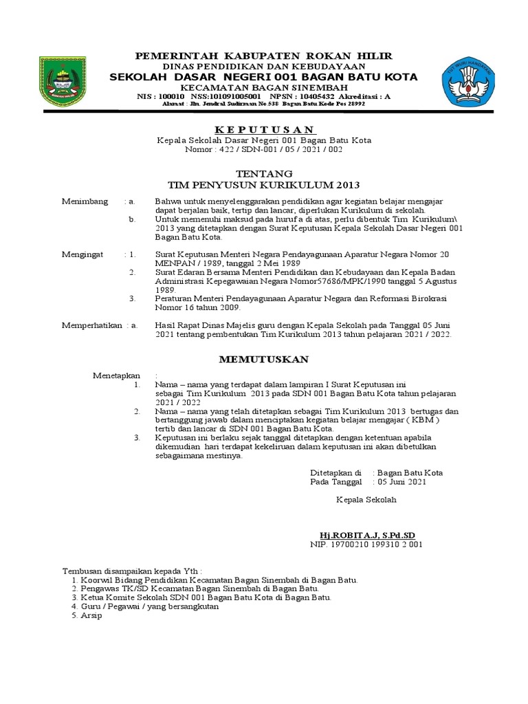 SK Penyusun Kurikulum K13 | PDF