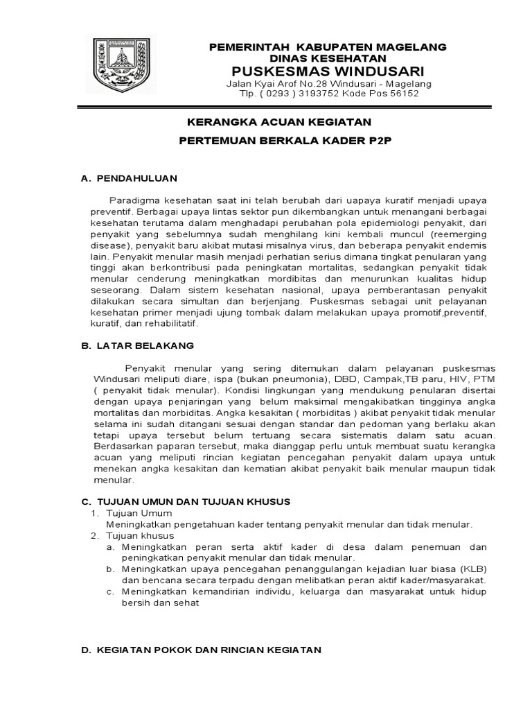 KAK Pertemuan Berkala Kader P2P | PDF