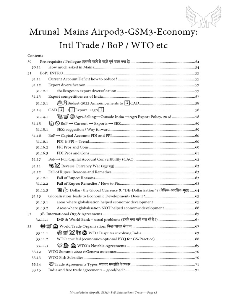 Mrunal Mains Eco Airpods Pill3 BoP Intl Trade WTO | PDF | Overfishing | World Trade Organization