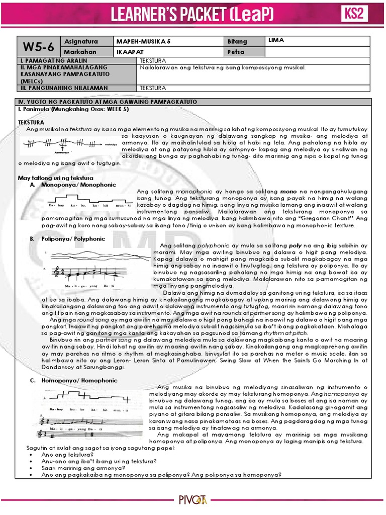Q4 Music 5 Week5 6 | PDF