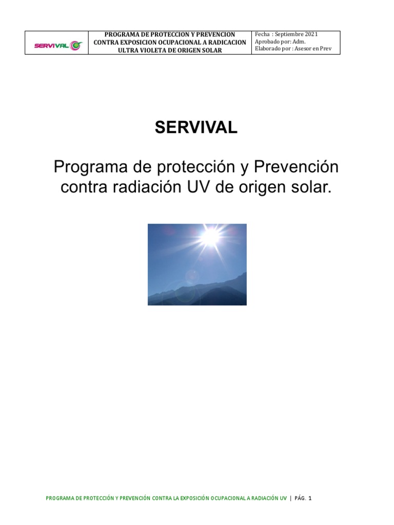 Programa Proteccion Radiacion Uv Solar Servivl | PDF | Ultravioleta | Fenomeno fisico