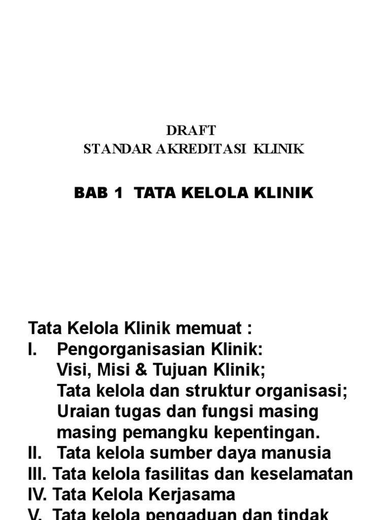 Standar Akreditasi Klinik | PDF