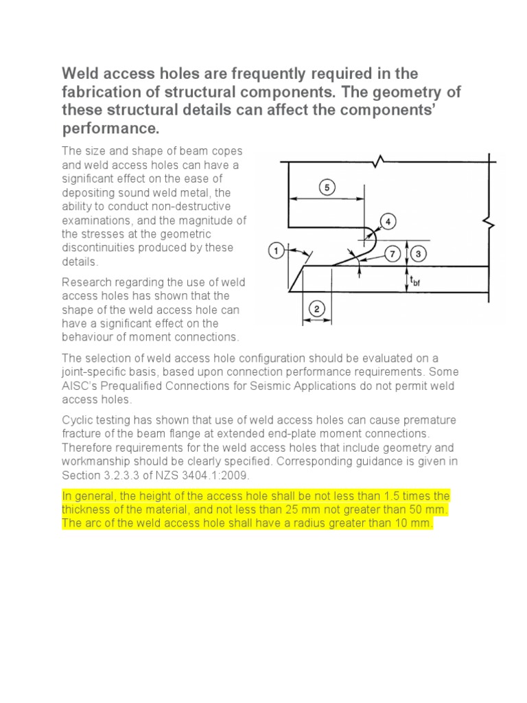 Weld Access Holes Are Frequently Required in The Fabrication of ...