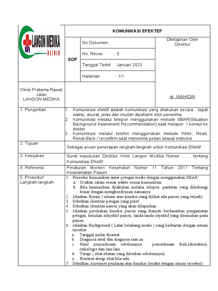 Sop Komunikasi Efektif | PDF